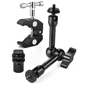 UTEBIT Adjustable Magic Arm with Super Clamp,9 inch with 1/4" and 3/8" Thread,Articulating Arm Clamp Friction Power Arm Crab Screw Kit for LCD Monitor, LED Light, Flash Light, Camera Rig