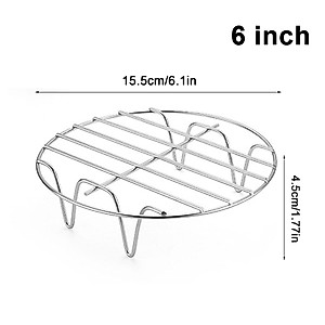 6 7 8 Inch Round Cooking Rack, Round Air Fryer Rack, Round 304 Stainless Steel Cooking Rack, Multi-Purpose Baking Cooling Steaming Grilling Stand Rack for Cookie and Cakes