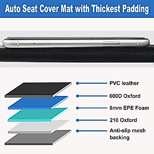 INFANZIA Car Seat Protector with Thickest Padding - Auto Seat Cover Mat for Baby Child Car Seats, Waterproof 600D Fabric, PVC Leather Reinforced Corners & 2 Large Pockets for Handy Storage, Gray
