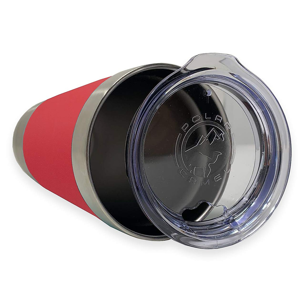 LaserGram 20oz Vacuum Insulated Tumbler Mug, Cargo Airplane, Personalized Engraving Included (Silicone Grip, Red)