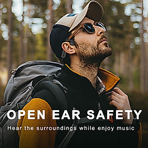 Conduction Headphones Bluetooth,Open Ear Wireless Headphones Bluetooth 5.0 Sport Headset with Mic 10h Long Battery Life, IPX5 Sweat Resistant, Headset for Jogging/Cycling/Hiking/Working(Black)