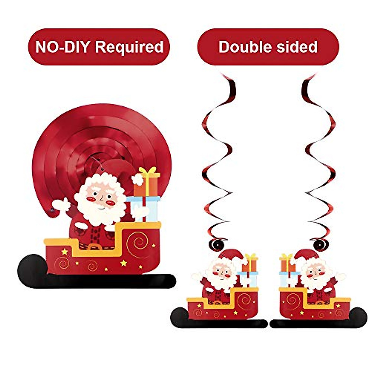 MGahyi Christmas Hanging Swirl Decorations, 47pcs Foil Ceiling Hanging Swirl Yard Party Supplies, Snowman Snowflake Winter New Year Hanging Pendant Spiral Ornament, Perfect for Outdoor Indoor Decor