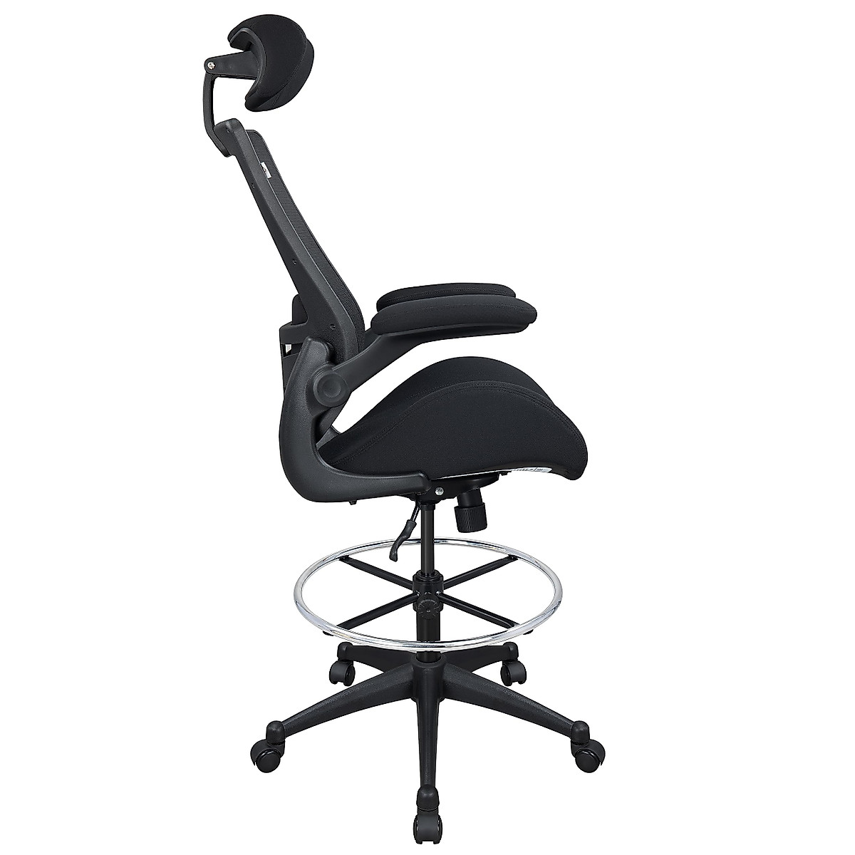 BOLISS 400lbs High-Back Mesh Ergonomic Drafting Chair,Tall Office Chair, Standing Desk Chair,Adjustable Headrest,with Flip-Up Arms,Lumbar Support Swivel Computer Task Chair-Black