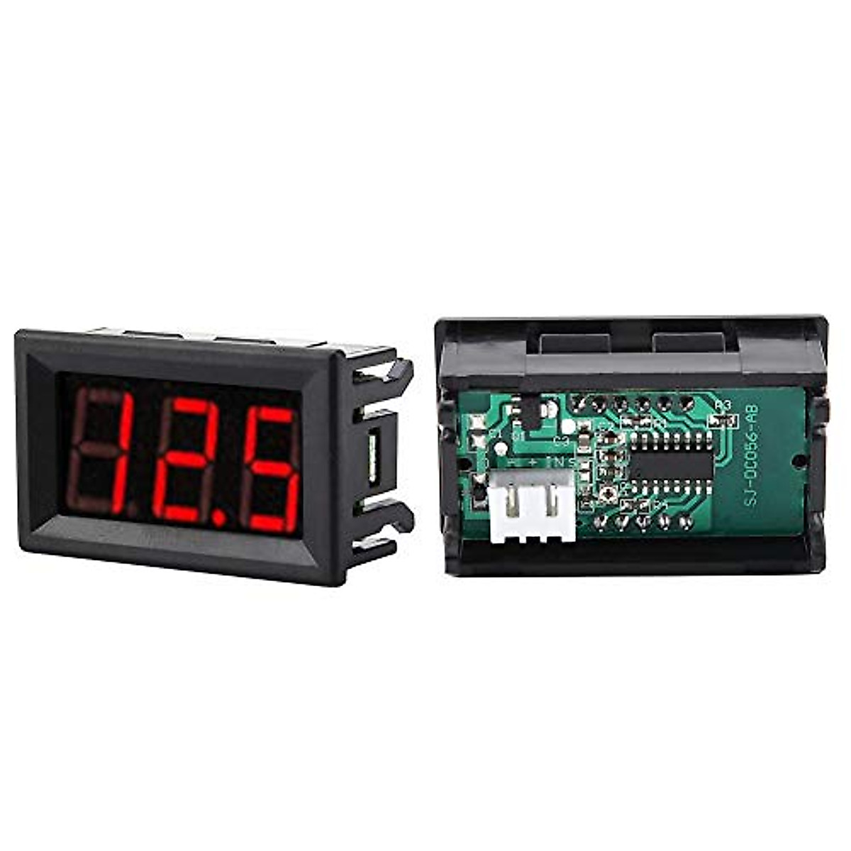 Digital Voltmeter, 3 Wire LED Panel Digital Display Voltage Meter with Reverse Protection DC 0-100V Red Blue Green Yellow(Red)