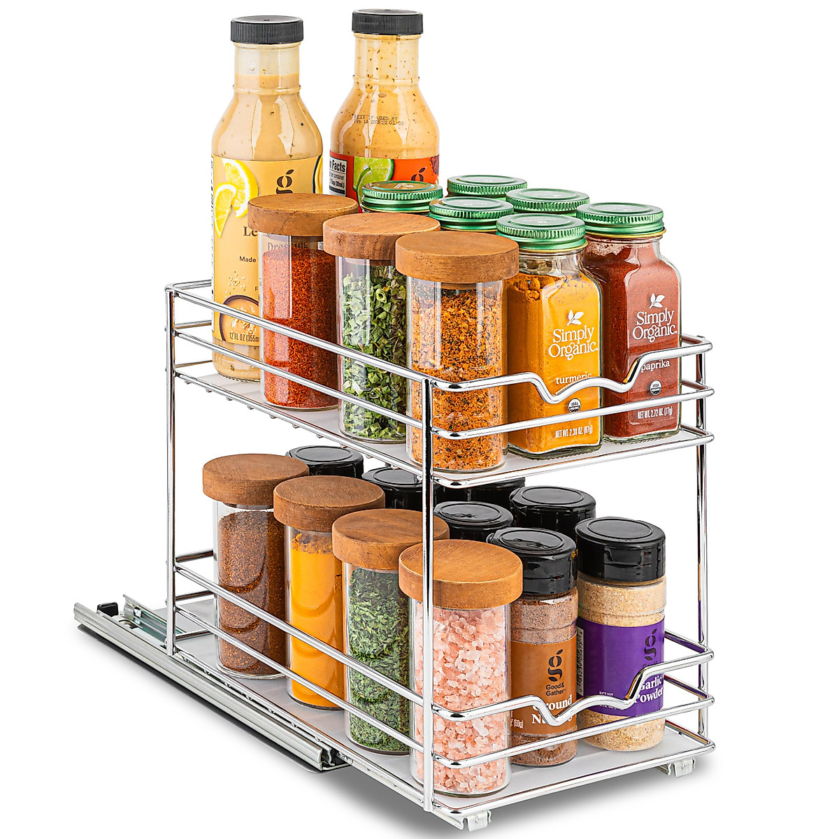 HOLDN’ STORAGE Spice Rack Organizer for Cabinet, Heavy Duty - Pull Out Spice Rack 5 Year Warranty- Spice Organization 6-1/2"Wx10-3/8 Dx8-7/8 H - Spice Racks for Inside Cabinets & Pantry Closet.