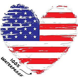 Stickios American Flag Decal 4.75x4.3 inches - Made in The USA - Distressed, Patriotic Vinyl Heart Flag Sticker for Cars, Trucks, Windows, Vehicles - Heartland