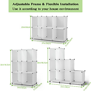 Homywish Cube Storage Organizer 6-Cube Closet Storage Shelves with Wooden Hammer DIY Closet Cabinet Room Storage Bookshelf Plastic Square Organizer Shelving for Home, Office, Bedroom, White…