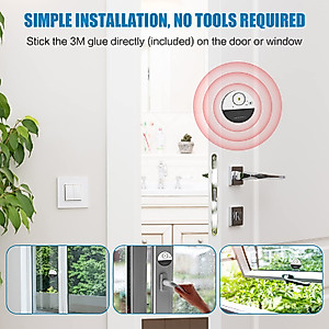 2 Pack Home Security Anti-Theft Window & Door Alarm, Ultra-Slim Loud Alarm Vibration Sensor Detector for Warning Burglars Intruder, Good for Home, Office, RV, Dorm Room (2)