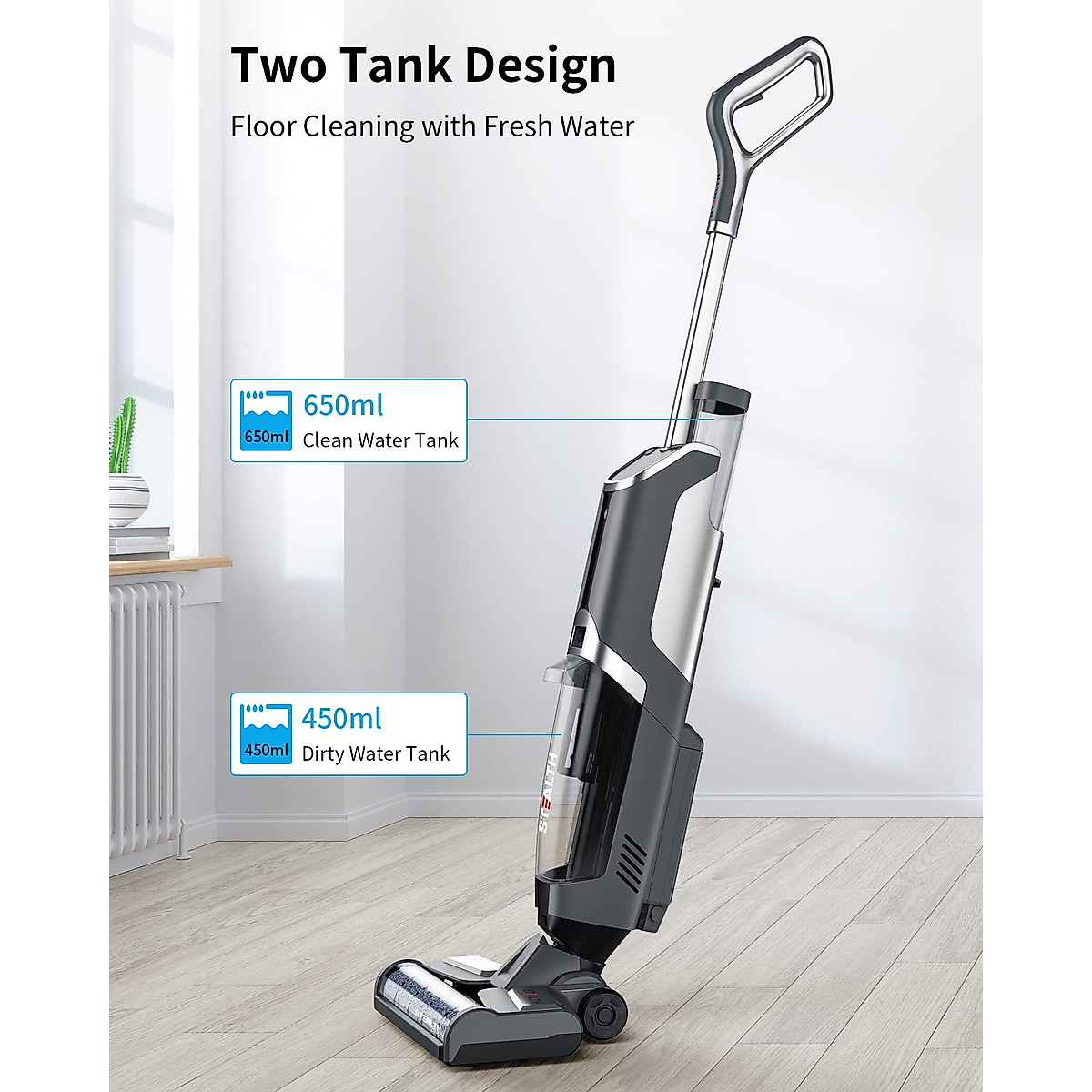 Stealth All in One Cleaner and Mop Shop Wet Dry Vacuums, Hard Floors and Area Rug, Gray