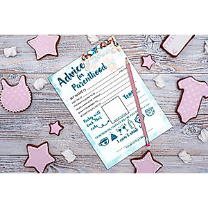 Baby Predictions & Advice Baby Shower, Elephant Neutral Newborn Guessing Game, New Parent Message Advice Book Mommy Daddy to Be Keepsake Party Favor Supplies Decoration -30 Game Cards(bb007-yx17)