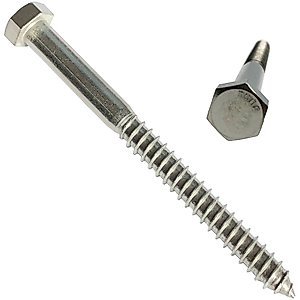 3/8" X 4" - 304 Grade Stainless Steel lag screws, Hex head fasteners, stainless steel screw. Use as Construction, wood, metal, lag screw or mounting screws fasteners lag bolts. Heavy duty screws. (25)