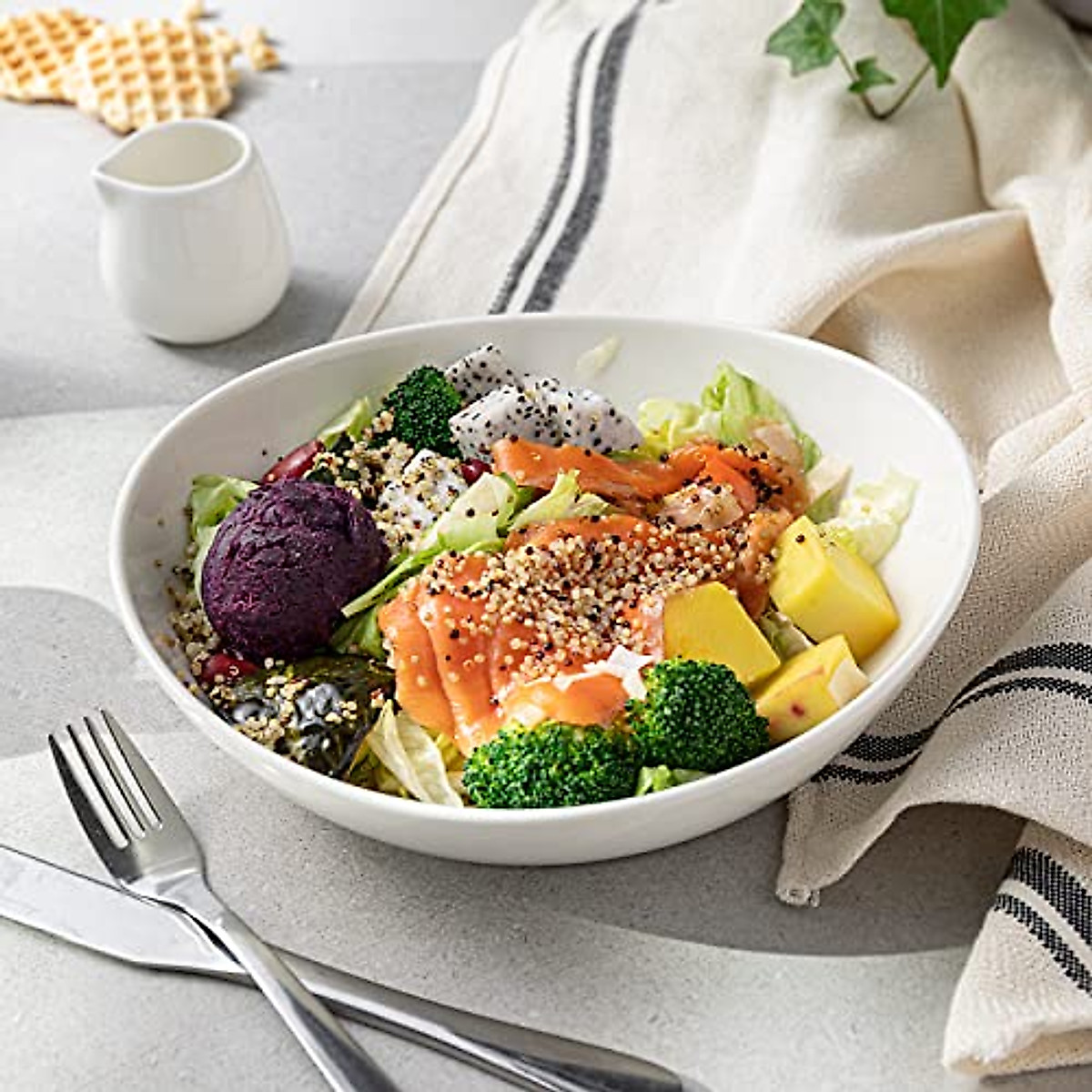 Sweese 135.401 Porcelain Pasta Bowls 28 Ounce- Porcelain Salad Serving Soup Dinner Bowl for Kitchen - Microwave Dishwasher Oven Safe Set of 4, White