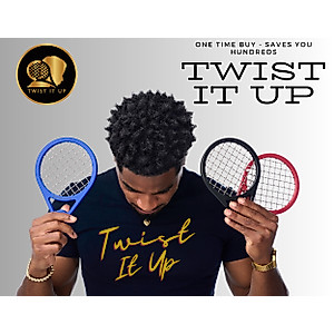 Twist Up Comb (Bond Black) - Alternative for Hair Sponges, Creates Curls and Twists for Black Men, Tennis Racket Design
