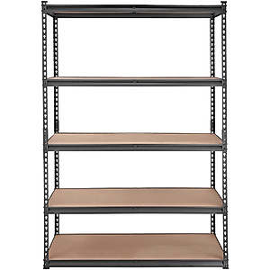 VEVOR Storage Shelving Unit, 5-Tier Adjustable, 2000 lbs Capacity, Heavy Duty Garage Shelves Metal Organizer Utility Rack, Black, 48" L x 18" W x 72" H for Kitchen Pantry Basement Bathroom Laundry