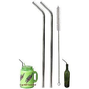 2 JUMBO 14" Stainless Steel Straws 100 oz HUGE SUPER LONG Drinking Wide Compatible With Whirley Insulated Travel Mug FOAM Truck Stop Cups