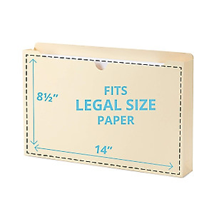 Blue Summit Supplies 2 Inch Manila File Jackets, Reinforced Straight Cut Tab, Heavy Duty 2 Inch Expansion Pocket, Legal Size, 50 Pack