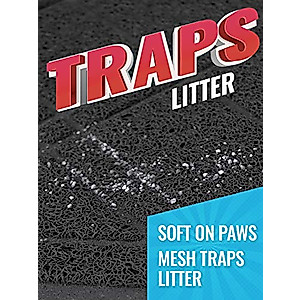 Iprimio Cat Litter Box Mat 42x36 Black | Cat Litter Trapping Mat, Mesh Mat Catches Litter, Repels Odor, Easy Clean Non Slip Kitty Litter Trapper Mats