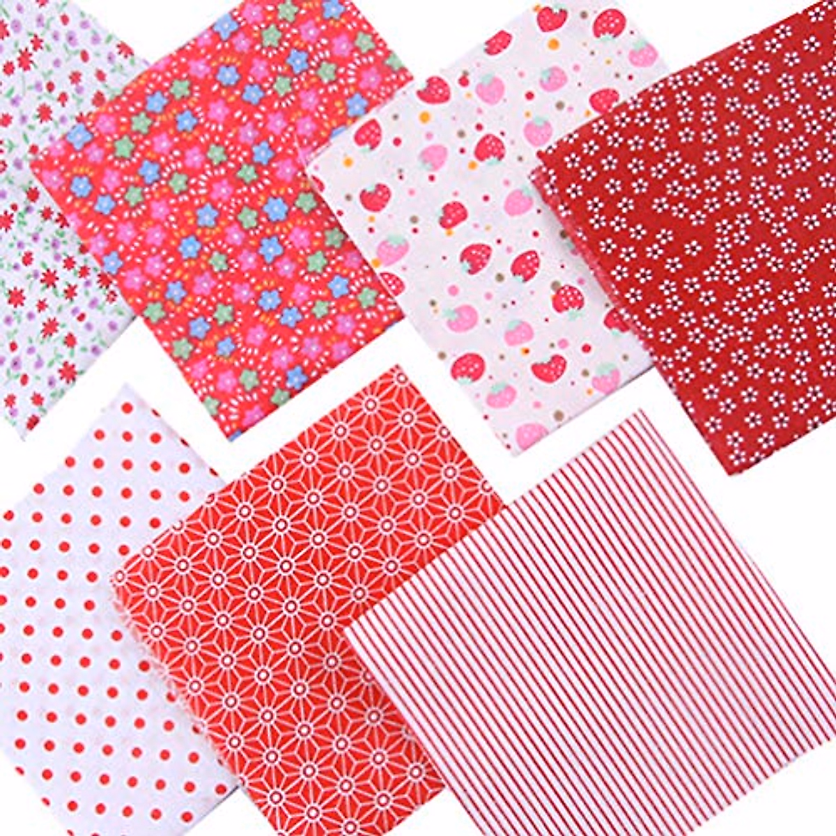 ABOOFAN Cotton Sheets Cotton Sheets Craft Fabric Bundle Patchwork Squares Floral Printed Cotton Craft Fabric for Home Cloth DIY Artcraft Accessory (Red) Floral Bed Sheets Cotton Bed Sheets