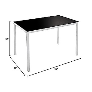 InRoom Designs Kings Brand Furniture - Rectangle Modern Dining Table with Glass top, Chrome Base,