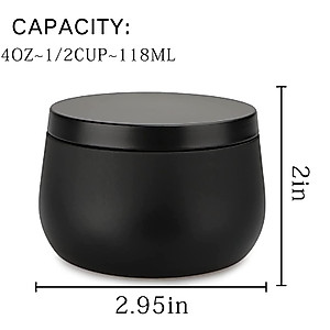 SHOCHX 24 Pieces Candle Tins 4oz, Black Candle tin Bulk, Candle Jars for Making Candles, Tin Jars Candle Containers for Candle Making, Storage Jars, DIY Candle Making