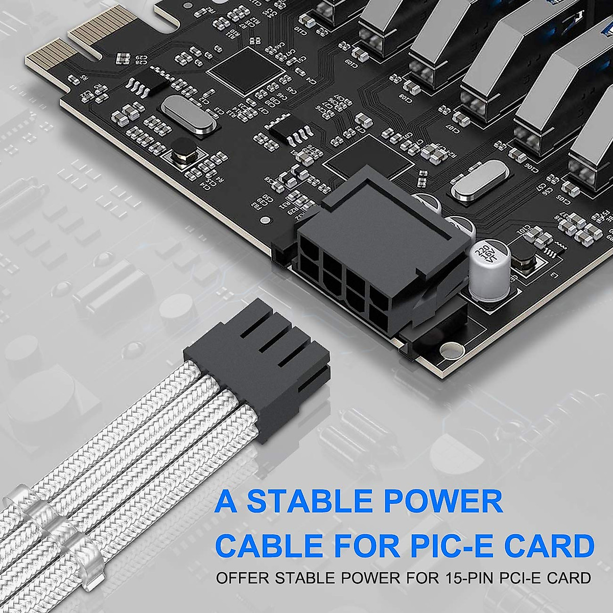 Sleeved Cables, PSU Extension Cable Kit for Power Supply, Fiber Braided ATX EPS PCI-E Cable with Combs, 30CM (White)