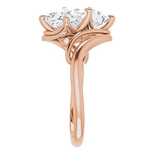 10K Solid Rose Gold Handmade Engagement Rings 4 CT Princess Cut Moissanite Diamond Solitaire Wedding/Bridal Ring Set for Womens/Her Propose Rings (6.5)