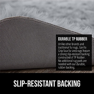 Gorilla Grip Fluffy Faux Fur Sheep Rug, Machine Washable Soft Furry Area Rugs, Rubber Backing, Plush Floor Carpets for Baby Nursery, Bedroom, Living Room Shag Carpet, Luxury Home Decor, 3x5, Gray