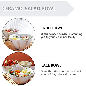 FRCOLOR Ceramic Fruit Bowl Porcelain Dessert Plate Bowl Flower Shaped Bowl Salad Bowl Dish Plate Kitchen Gadgets Pink