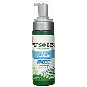 Vet's Best Waterless Cat Bath | No Rinse Waterless Dry Shampoo for Cats | Veterinarian Formulated | 4 Ounces