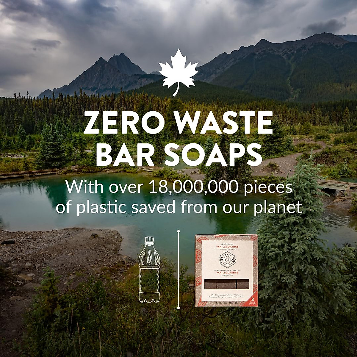 Crate 61 Organics, Handmade in Canada, Plant Based Cold Process Natural Bar Soap For Face And Body, With Premium Essential Oils, For Men And Women 3 Pack (Vanilla Orange)