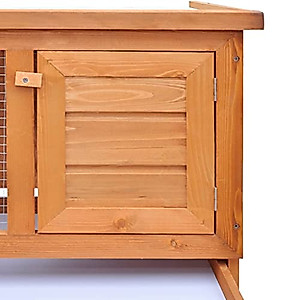 vidaXL Rabbit Hutch, Bunny Cage with Pull Out Tray, Rabbit Enclosure for Indoor and Outdoor, Pet House for Small Animals, Solid Pine Wood