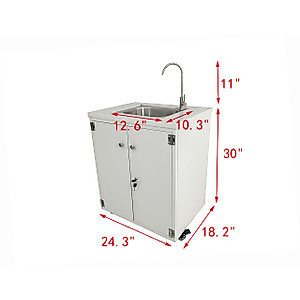 Steel Cabinet Portable Sink Self Contained Hand Wash Station Mobile Sink Water Fountain Water Supply 110V/12V Powered Built-in Pump Water Jugs NOT Included 24 X 18 X 30" Cabinet Size 10094-NPF