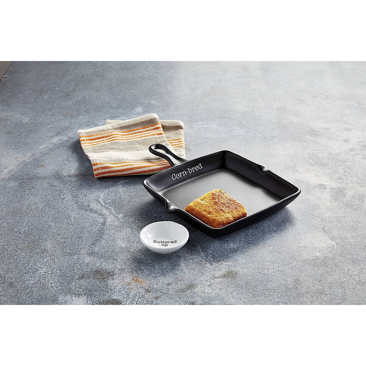 Mud Pie Cornbread Skillet and Serving Set, Black, 8" x 8"