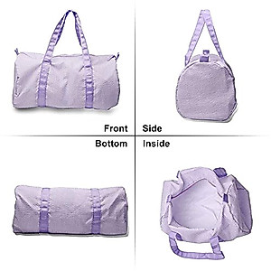 Gabigaba Kids Travel Overnight Bag Seersucker Carry On Lightweight Weekender Duffel Bag for Boys and Girls (Lavender)