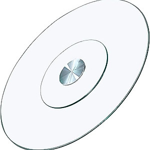 BPILOT Lazy Susan Dinner Table Round Rotating Serving Tray, Transparent Glass Turntable, Cover Table Top Swivel Plate For Barrel Pub Table,customizable (Color : Clear, Size : 110cm)