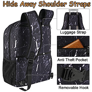 MATEIN Travel Laptop Backpack, Reversible Bookbag for Boys and Girls Lightweight Slim School Backpack for College Student, Water Resistant Casual Daypack Gift for Men Women, Black&Grey