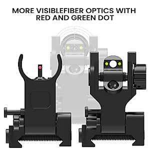 Feyachi S27 Fiber Optic Iron Sights Flip Up Front and Rear Sites with Red and Green Dot Picatinny Backup Sight Set (Black)