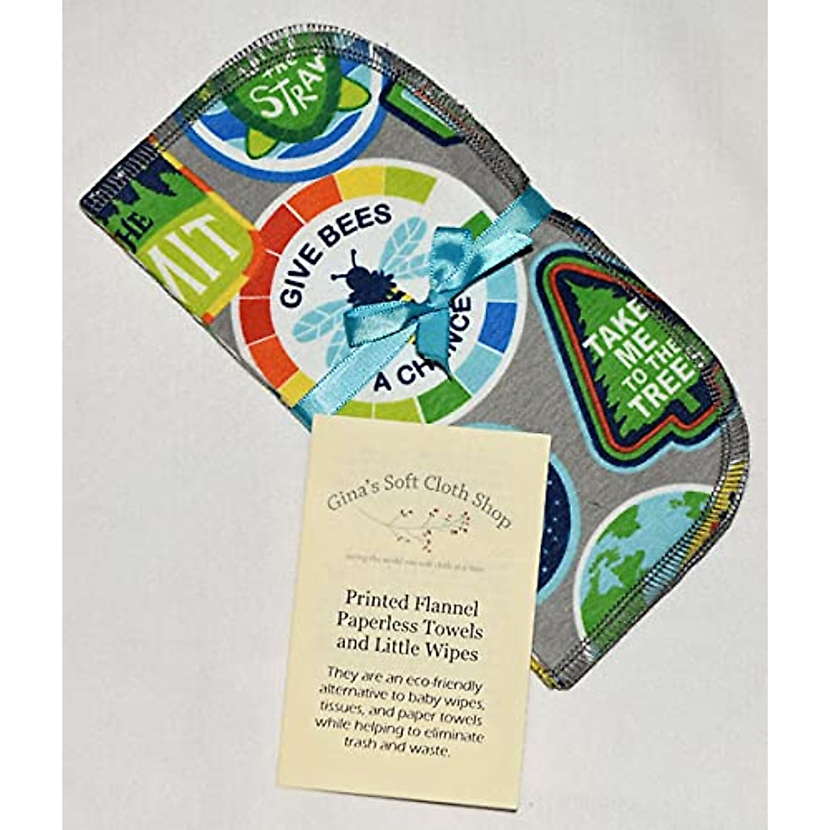 1 Ply Save the Earth Printed Flannel Washable Kids Lunchbox Napkins 8x8 inches 5 Pack - Little Wipes (R) Flannel