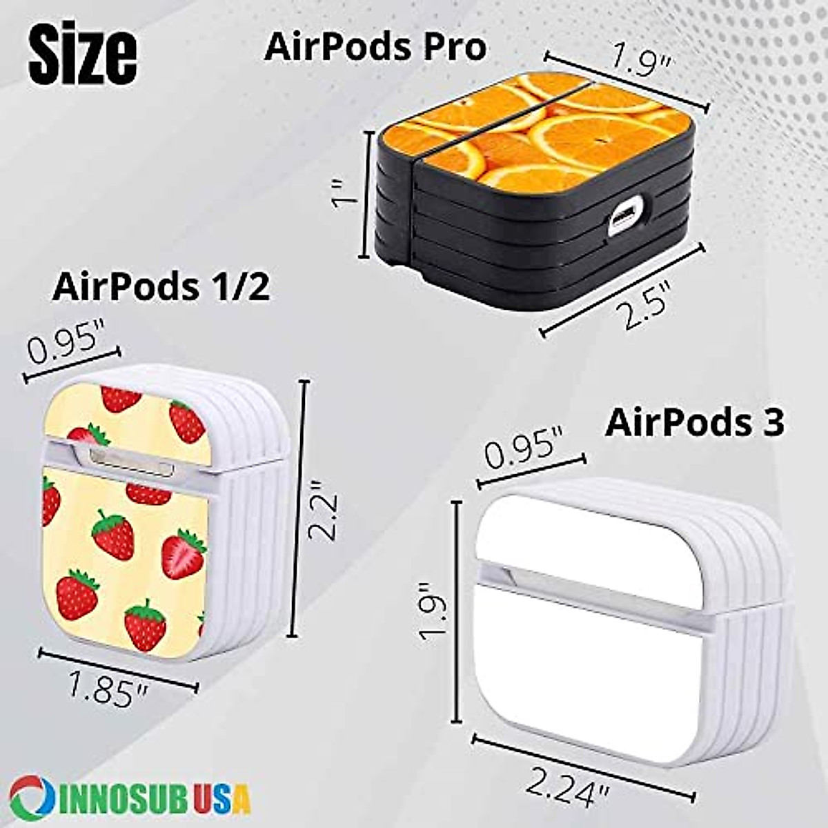Sublimation Blank Case Compatible with AirPods/AirPods 2 - Black DIY Plastic Cover Made by INNOSUB USA