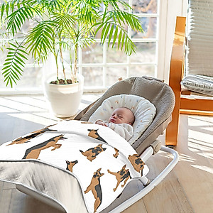 Swaddle Blanket German Shepherd Dogs Cotton Blanket for Infants, Receiving Blanket, Lightweight Soft Swaddling Blanket for Crib, Stroller, Nursery Blankets, 30x40 in