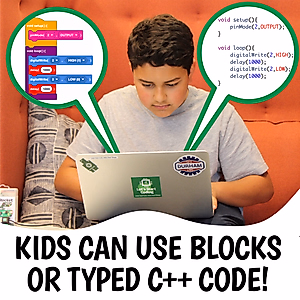 Code Car Kids Coding Toy for Kids 8-12. Boys & Girls Learn Block and Typed C++ Coding with Hands-On Electronics & 40+ Projects Including Custom Horn, Brakelight Beep, and Siren Sounds