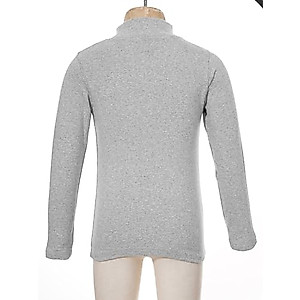 JEATHA Boys Girls Bear Embroidery Mock Neck T-Shirt Long Sleeve Thermal Top Unisex Kids Undershirts Loungewear Gray 9-10 Years
