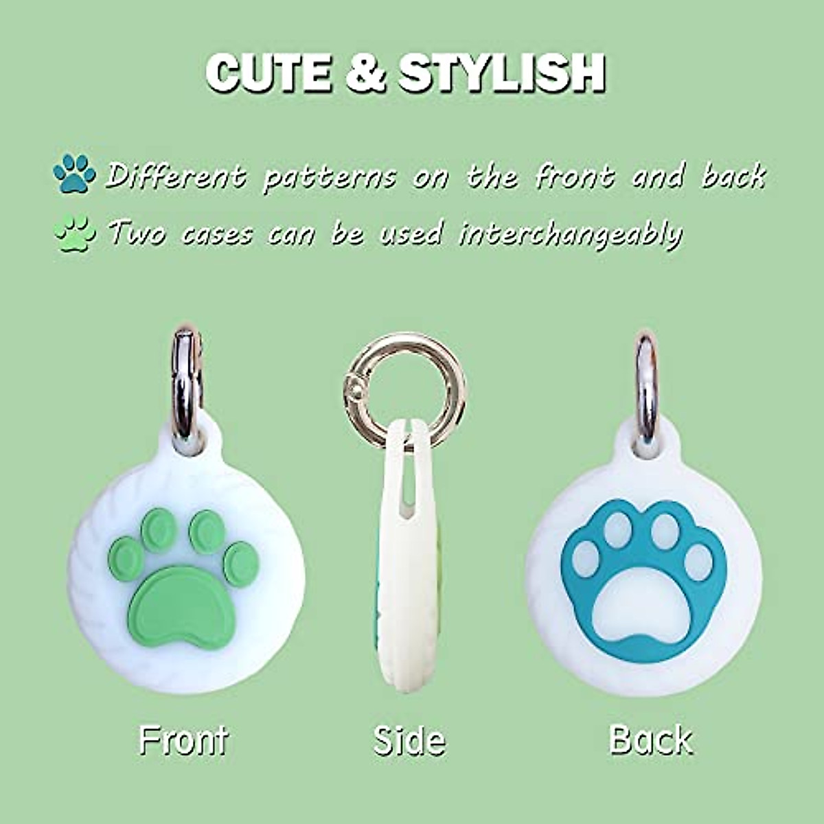 OwXiX Apple AirTag Cases Airtag Keychain Holder for Dog/Cat,Anti-Scratch Skin Cover&Water Resistant Silicone Protective Case for AirTag GPS Tracking with Keychain(2 Pack)