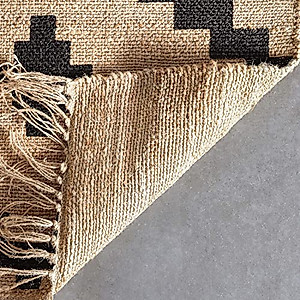 Well Woven Lebbiah Natural & Black Color Hand-Woven Chunky-Textured Jute Tribal Geometric Area Rug (8' x 10')