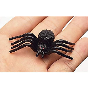 Wendy Mall 20Pcs Black Plastic Fake Spider Toys Funny Prank Lifelike Props for Halloween Party House Decor (S)