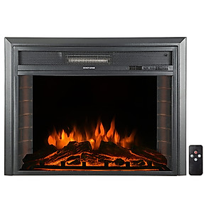 23 inch 750W/1500W Electric Fireplace Inserts with Remote Control in Wall recessed, Energy Saving Insert Fireplace Heater Indoor Glass View, Black