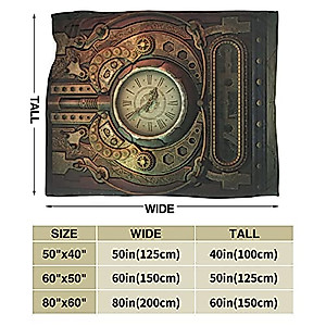 Gaseekry Blanket Clock Graphics Steampunk Fleece Flannel Throw Blankets for Couch Bed Sofa Car,Cozy Soft Blanket Throw Queen King Full Size for Kids Women Adults 80"X60"