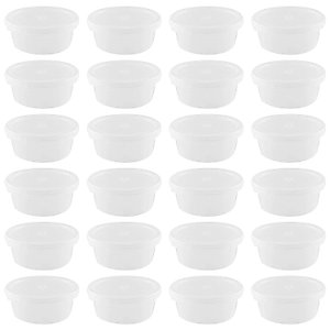 JCBIZ 24pcs Transparent PP Small Round Cup Clay Containers Slime Storage Plasticene Bowl with Lids for Snowflake Crystal Clay, Color Mud