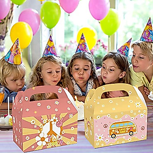 umoni Groovy Hippie Party Favor Treat Box 12pcs Two Groovy Retro Goody Gift Boxes for 2 Year Old Girl Retro Hippie Boho Theme Party Supplies