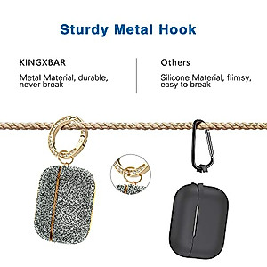 KINGXBAR Luxury AirPods Pro Case Bling Sparkle Crystals Cute Glitter Chic Design Shockproof Protective Hard Cover with Accessories Keychain for Apple AirPods Pro Silver for Girls Women